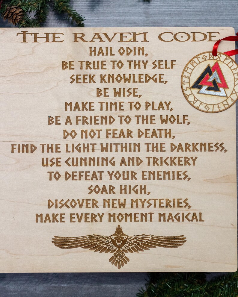 Norse Raven Code With a Runic Raven Nordic Runes Valknut - Etsy
