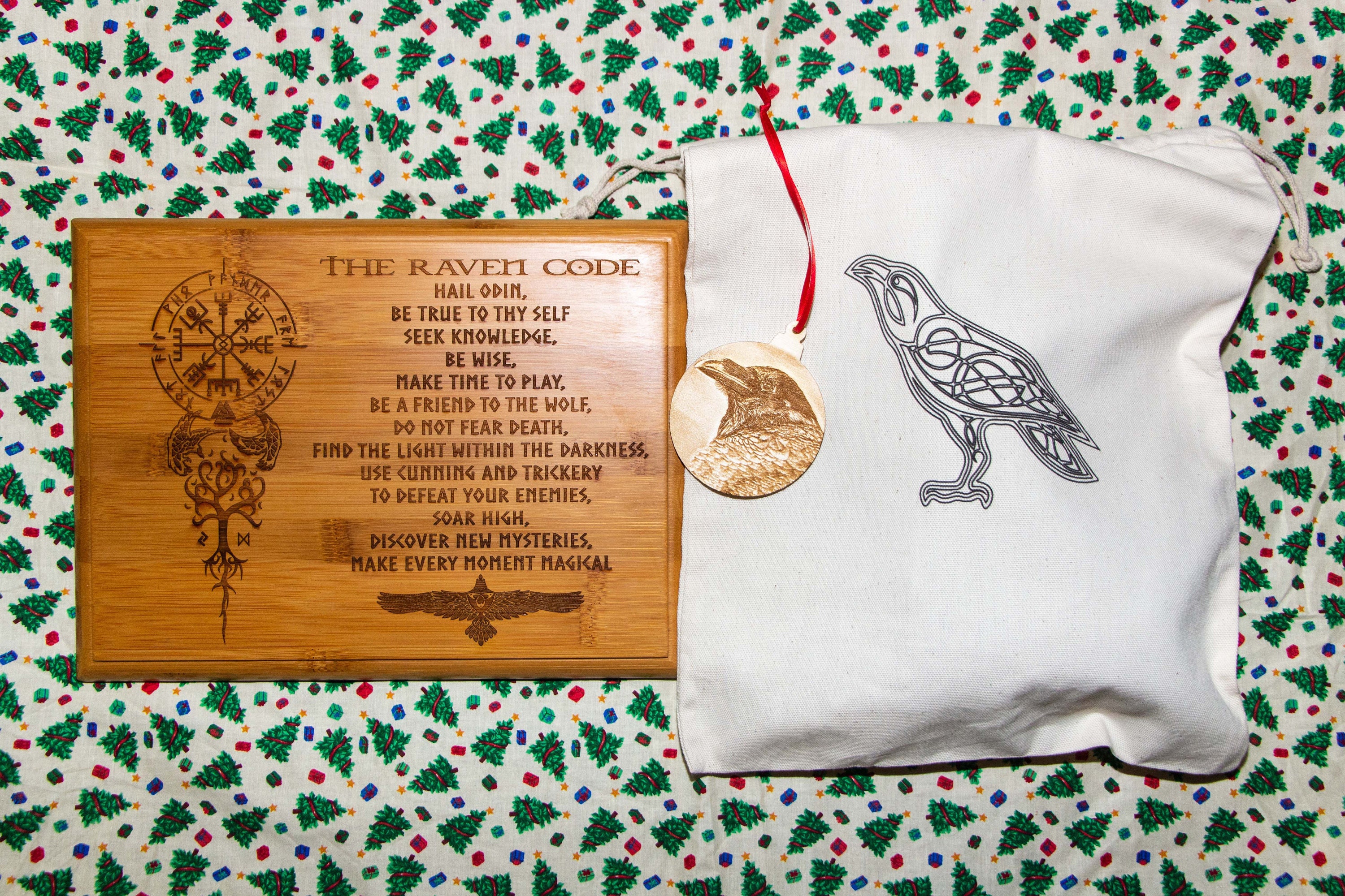 Norse Raven Code with a runic raven, nordic runes, valknut symbol ...