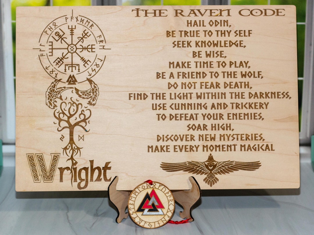 Norse Raven Code With a Runic Raven, Nordic Runes, Valknut Symbol ...
