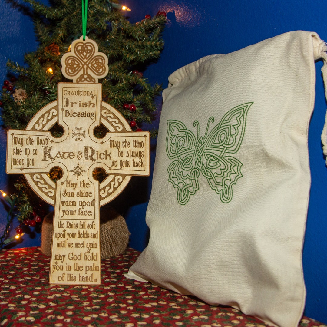 Wood Engraved Traditional Irish Blessing Etched Celtic Cross. 8x11 ...