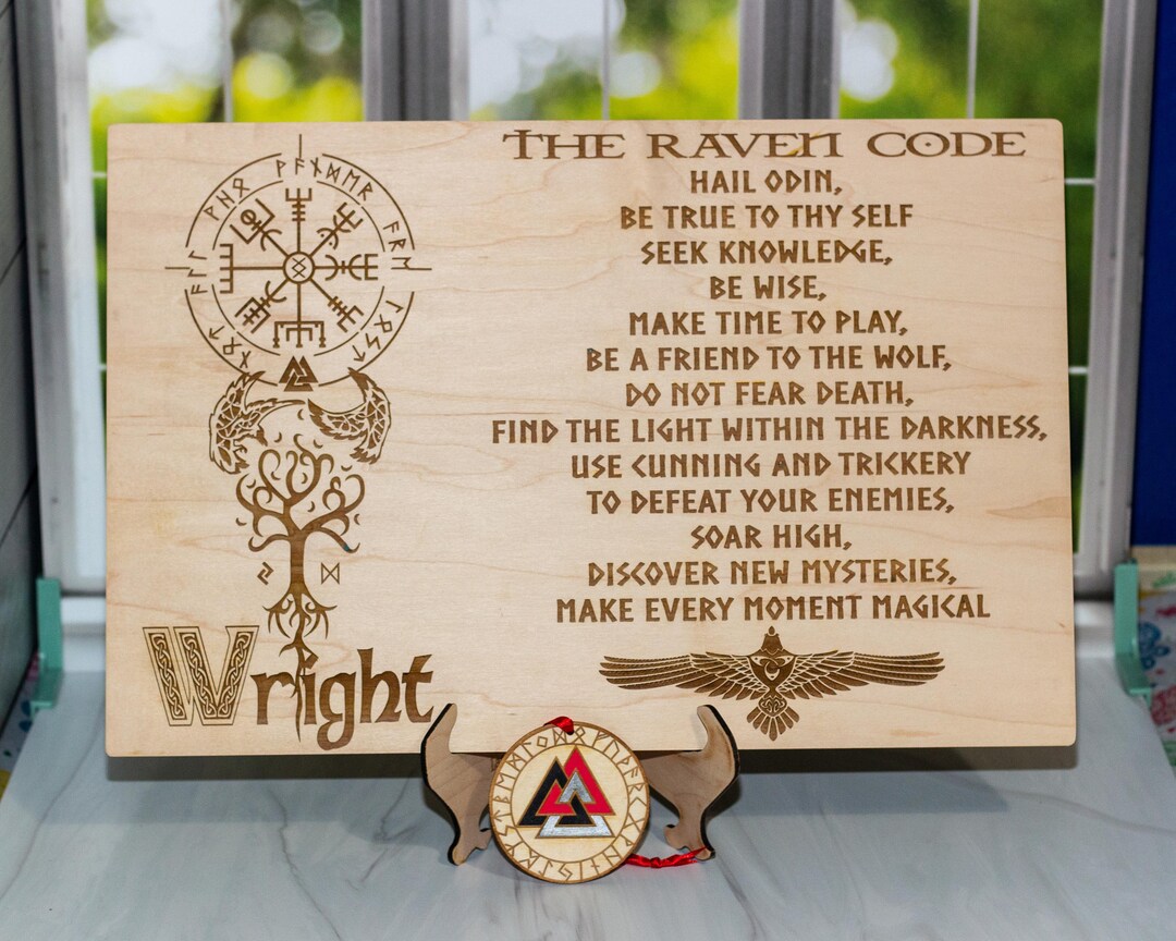 Norse Raven Code With a Runic Raven Nordic Runes Valknut - Etsy UK