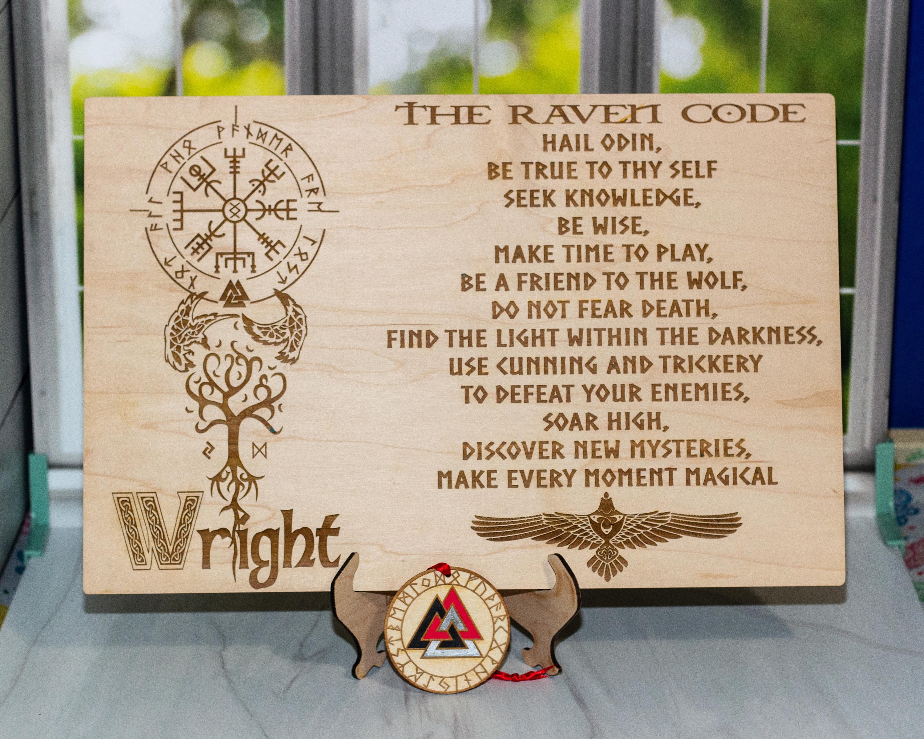 Norse Raven Code With a Runic Raven Nordic Runes Valknut - Etsy