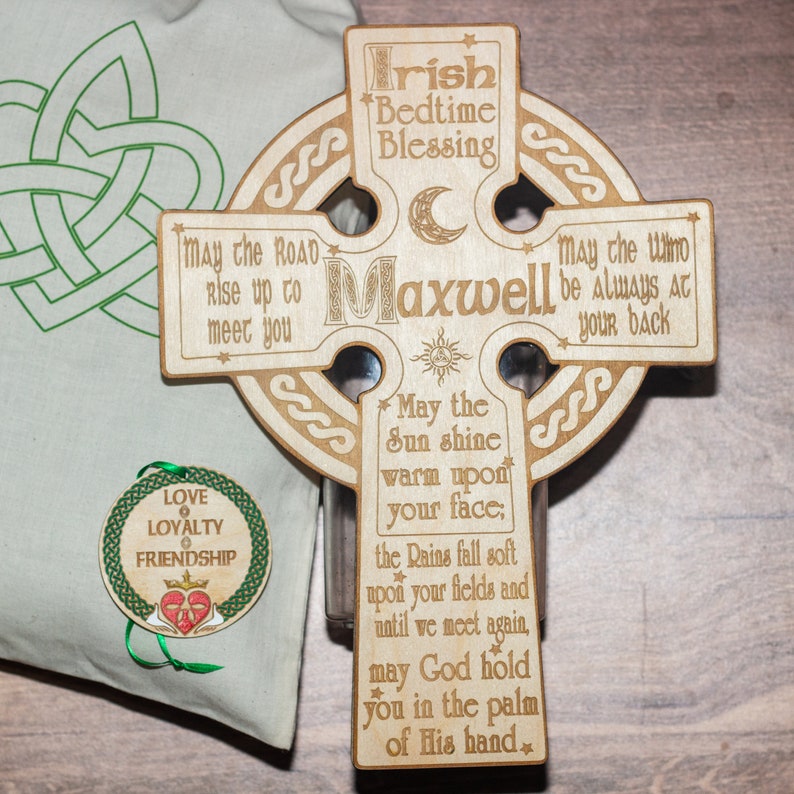 Irish Bedtime Blessing Engraved Into Birch Wood Celtic Cross for Gifts ...