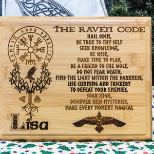 The Raven Code on Bamboo Nordic Wall Art With Engraved Symbols - Etsy