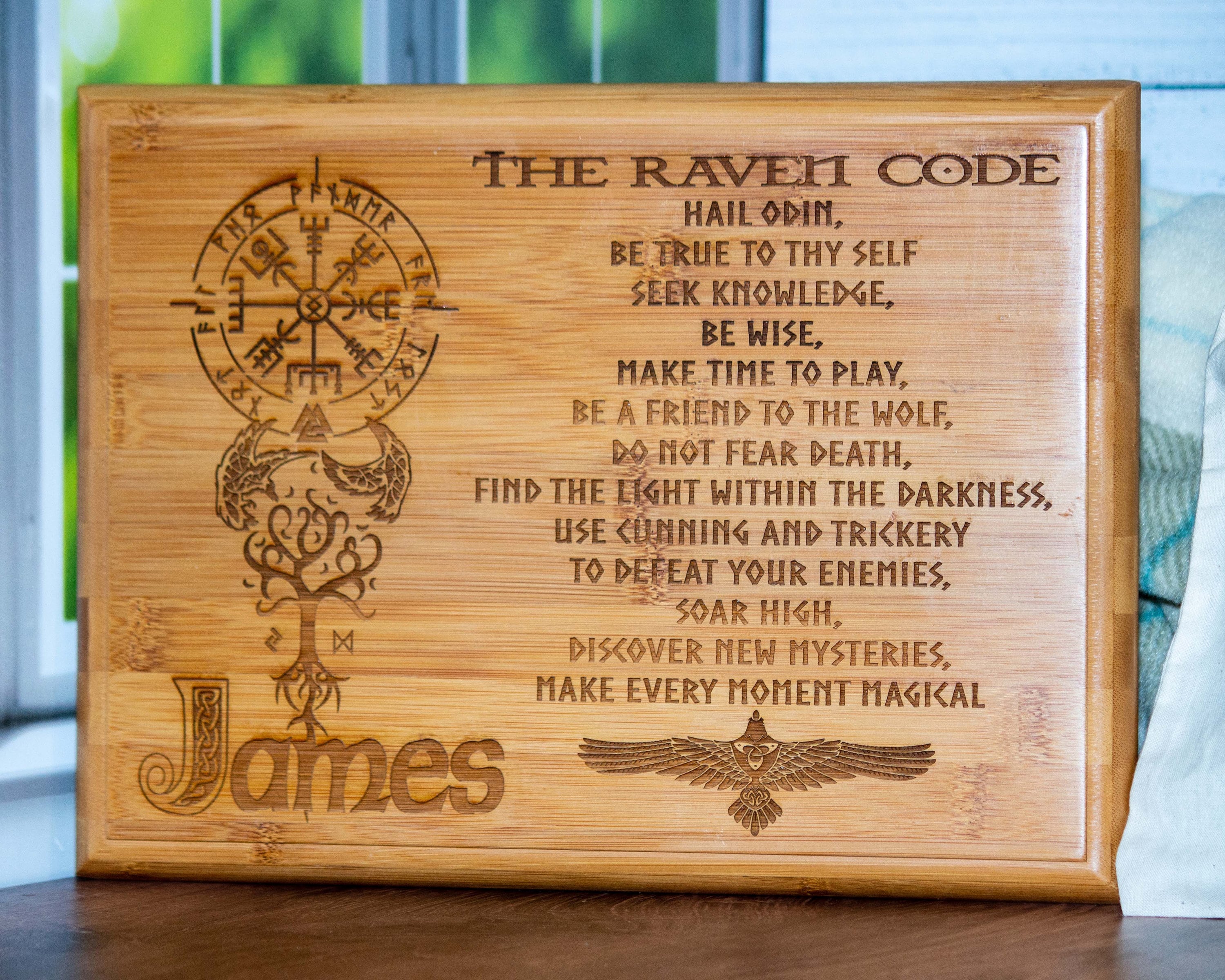 Norse Raven Code with a runic raven, nordic runes, valknut symbol ...