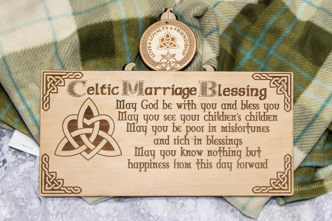 Engraved Basswood Celtic Marriage Blessing Plaque With Celtic Trinity ...