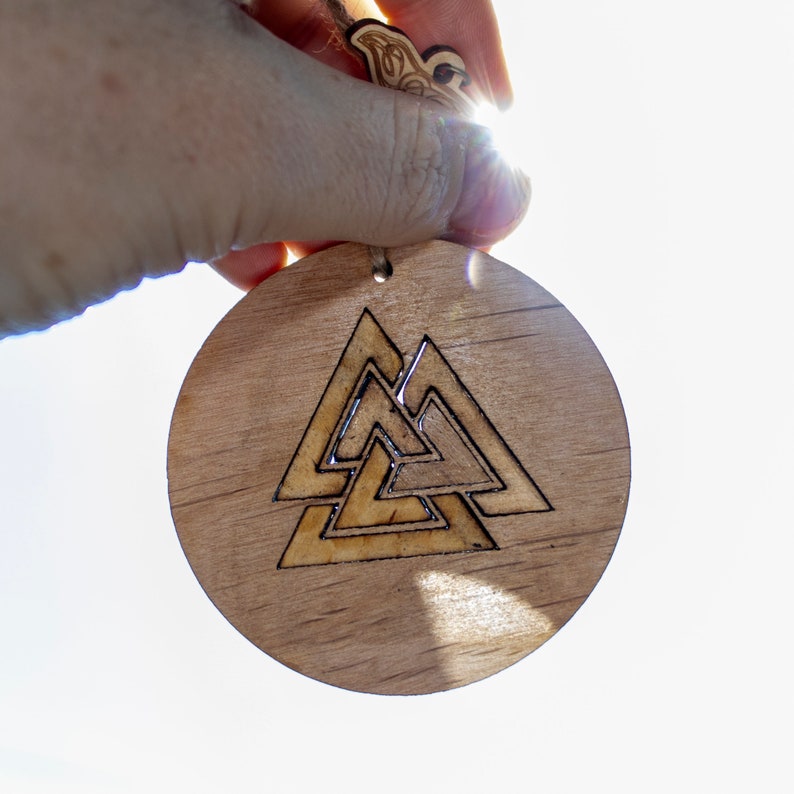 Intricate Norse Viking Wood Ornament With Valknut Design - Etsy