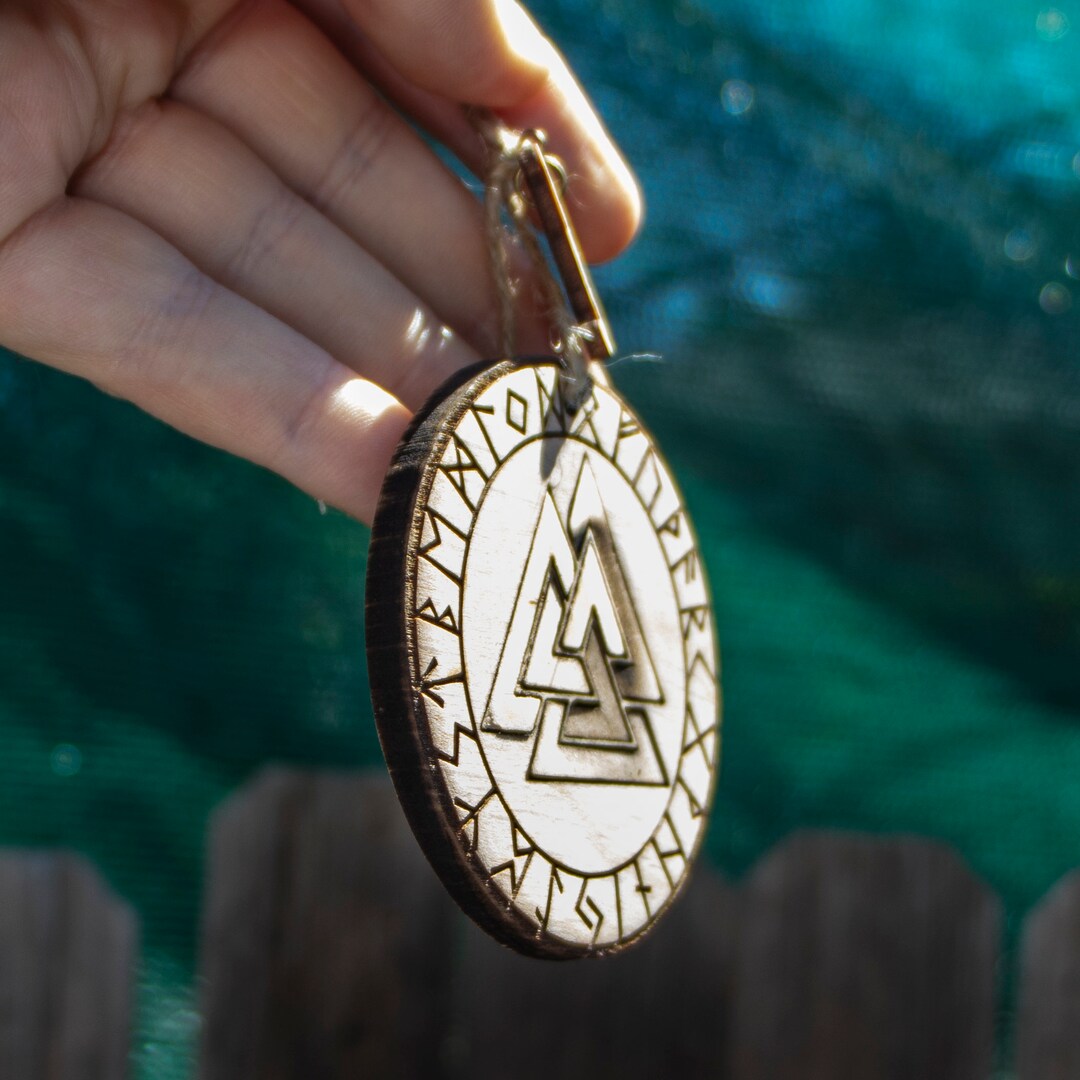 Intricate Norse Viking Wood Ornament With Valknut Design - Etsy