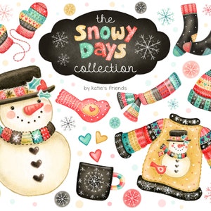 Winter Essentials Clipart, Winter Clothing Clipart, Snowman Clipart ...