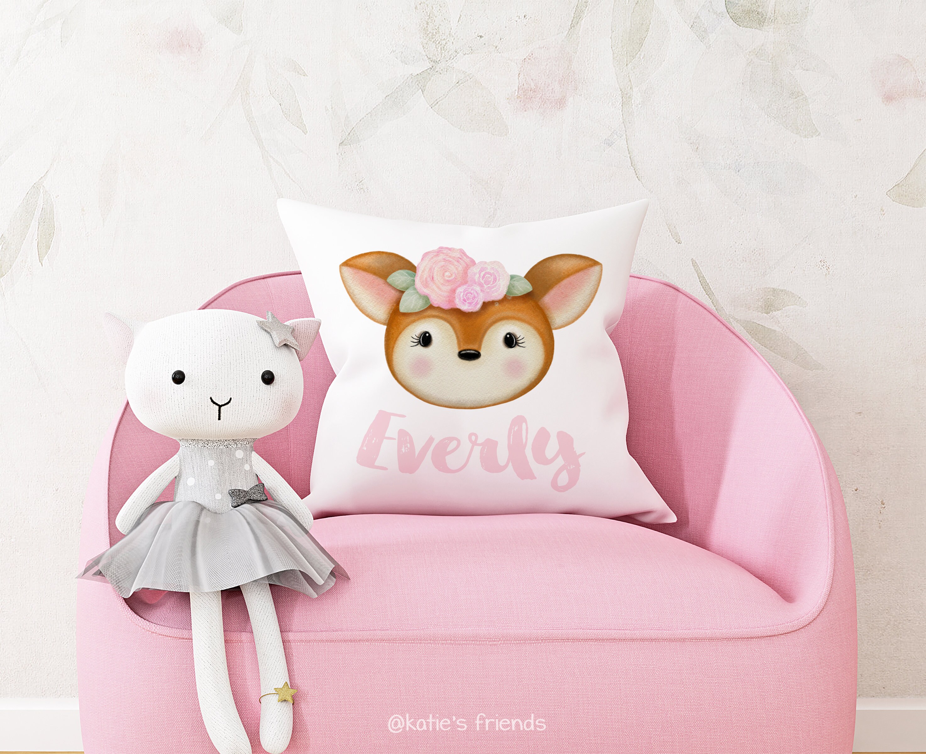 Woodland Animals Faces Clipart, Girl Forest Animals, Watercolor ...