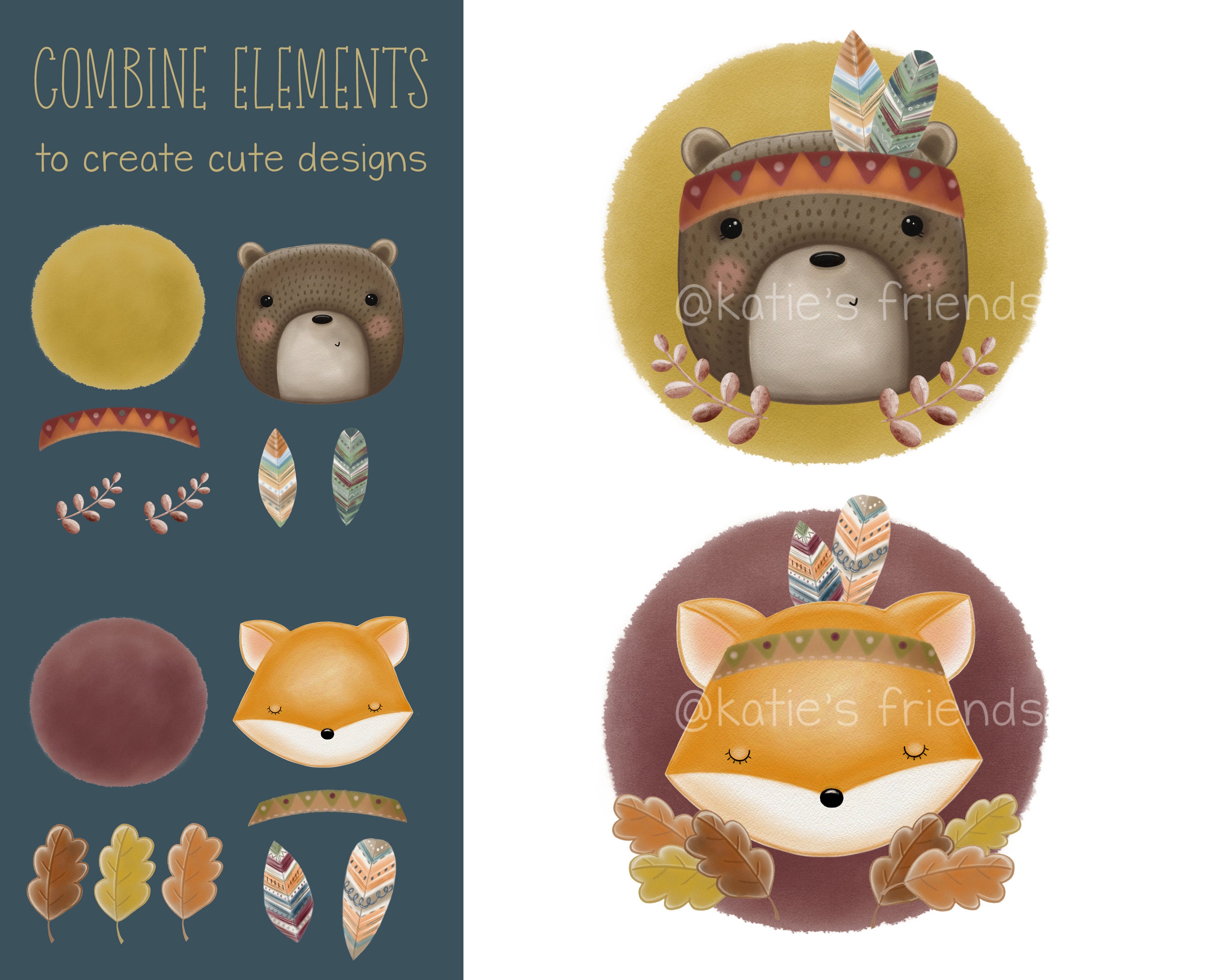 Woodland Animals Thanksgiving Clipart, Cute Autumn Thanksgiving Clipart ...