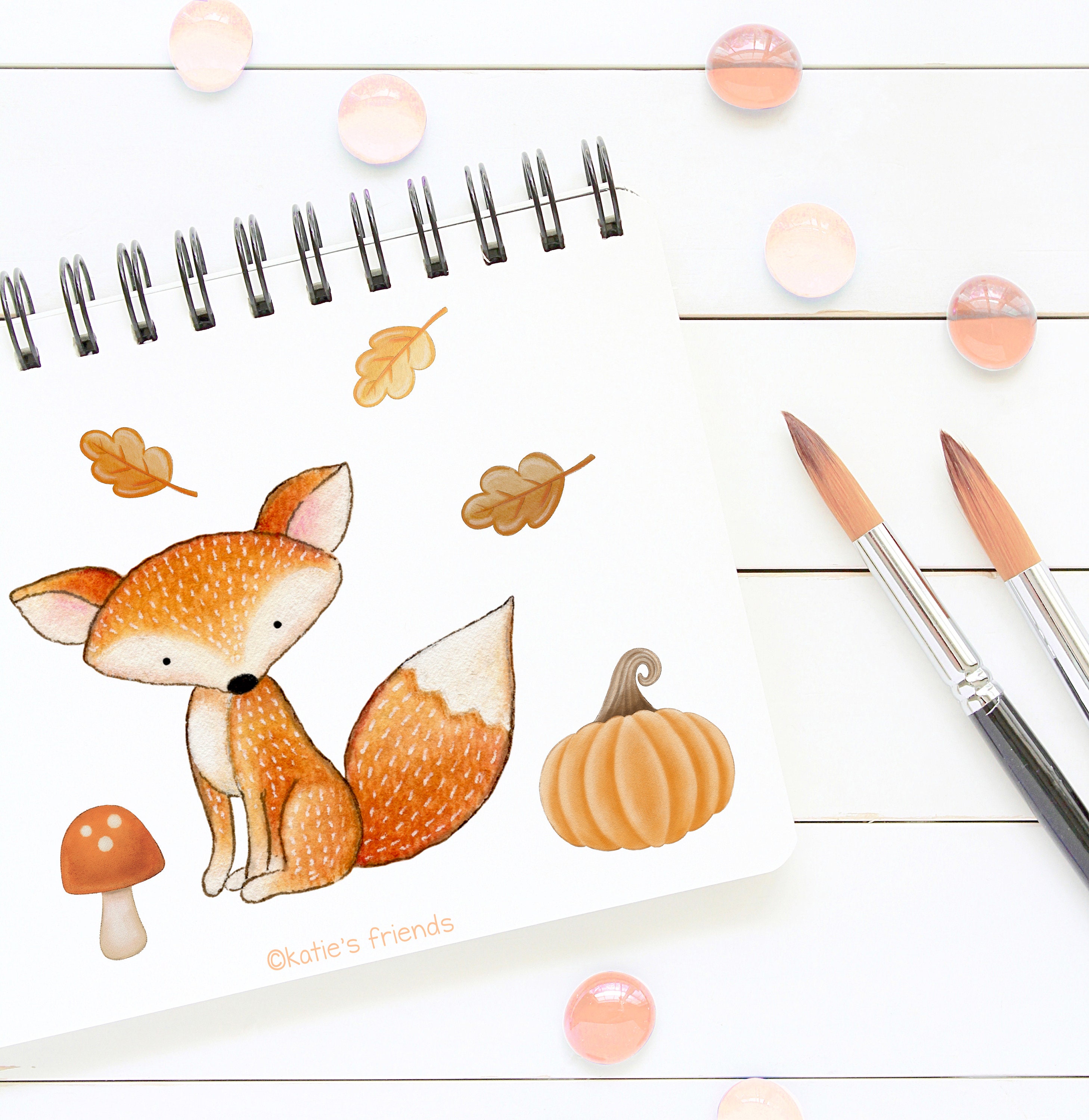 Woodland Fox Clipart Autumn Clipart Set Autumn Watercolor - Etsy