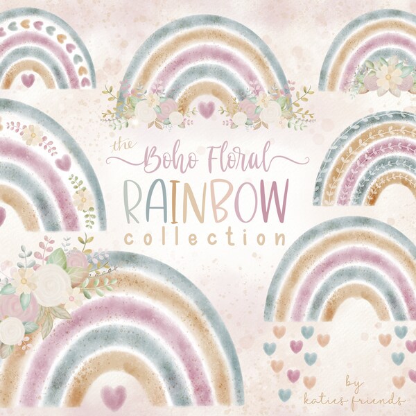 Rainbow Neutral Colors Clipart - Etsy