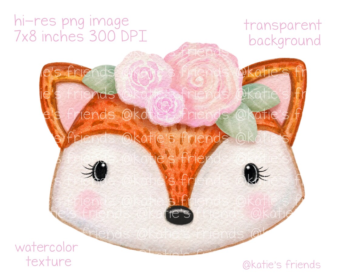 Woodland Animals Faces Clipart Girl Forest Animals - Etsy