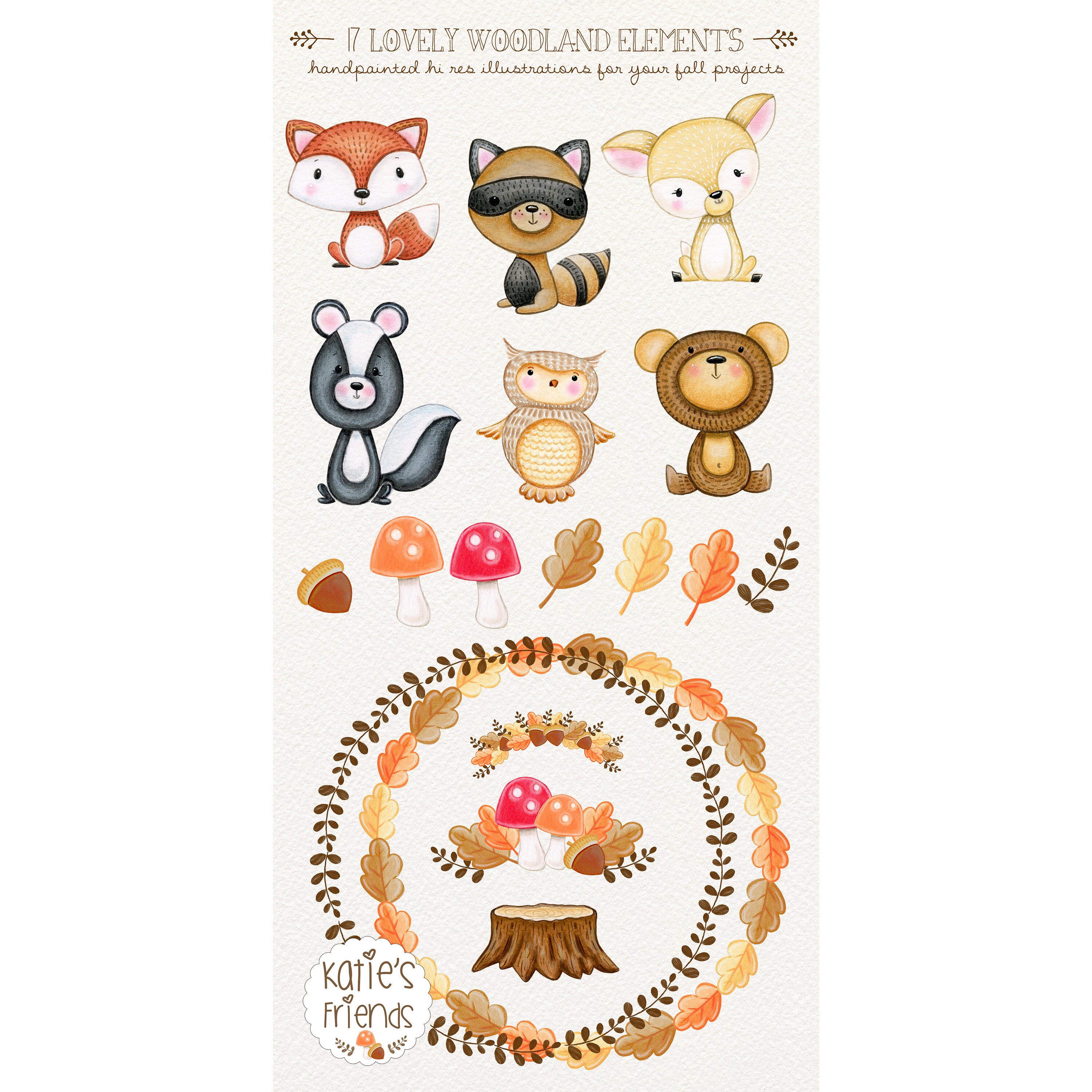 Autumn Woodland Animals Clipart, Forest Animal Clip Art, Woodland ...