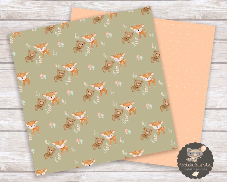 Woodland Animals Scrapbook Papers Woodland Patterned Papers - Etsy