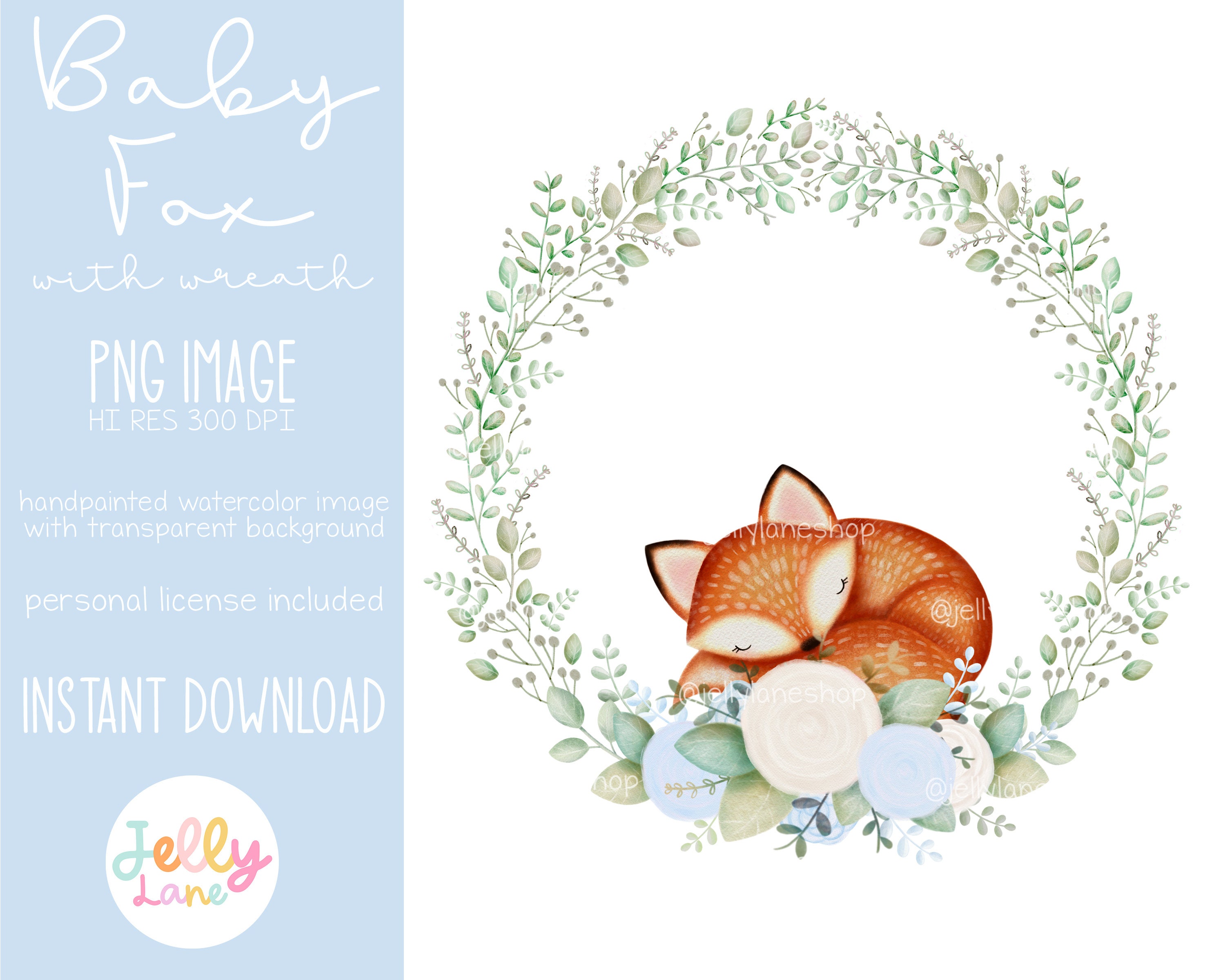 Woodland Fox Wreath PNG, Woodland Baby Shower Sublimation, Watercolor ...
