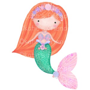 Watercolor Mermaid Clipart, Summer Clipart Set, Watercolor Mermaids ...