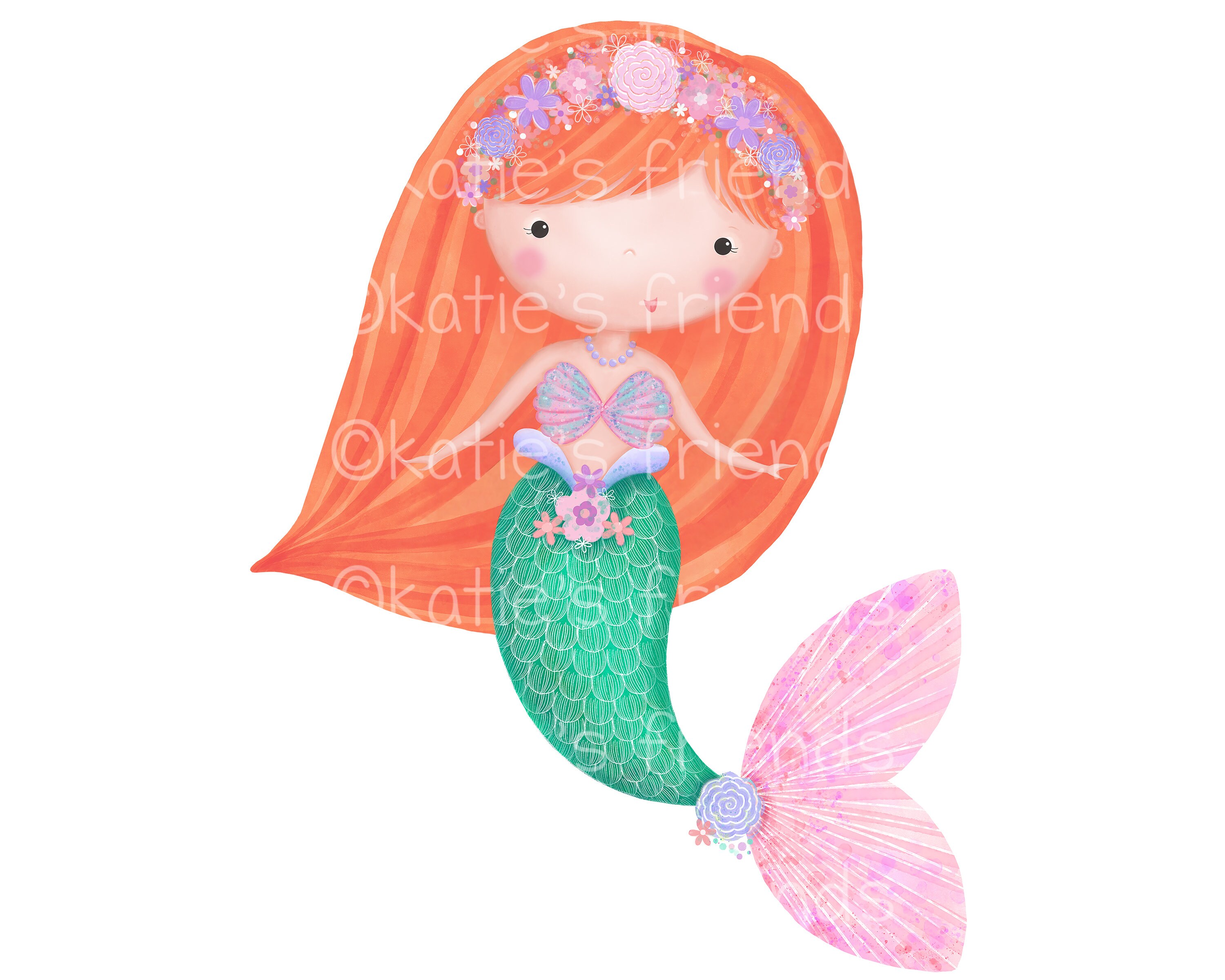 Watercolor Mermaid Clipart, Summer Clipart Set, Watercolor Mermaids ...