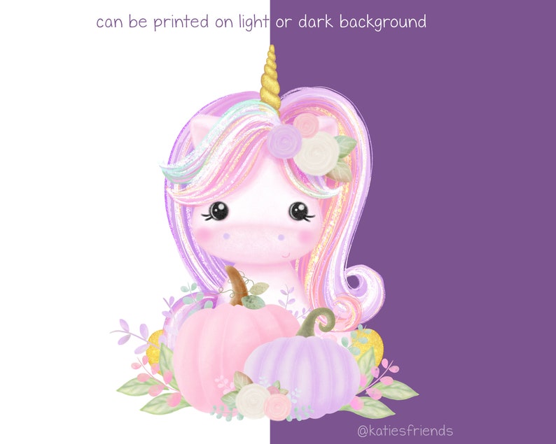 Floral Unicorn Png, Fall Unicorn Clipart, Unicorn With Pumpkins ...