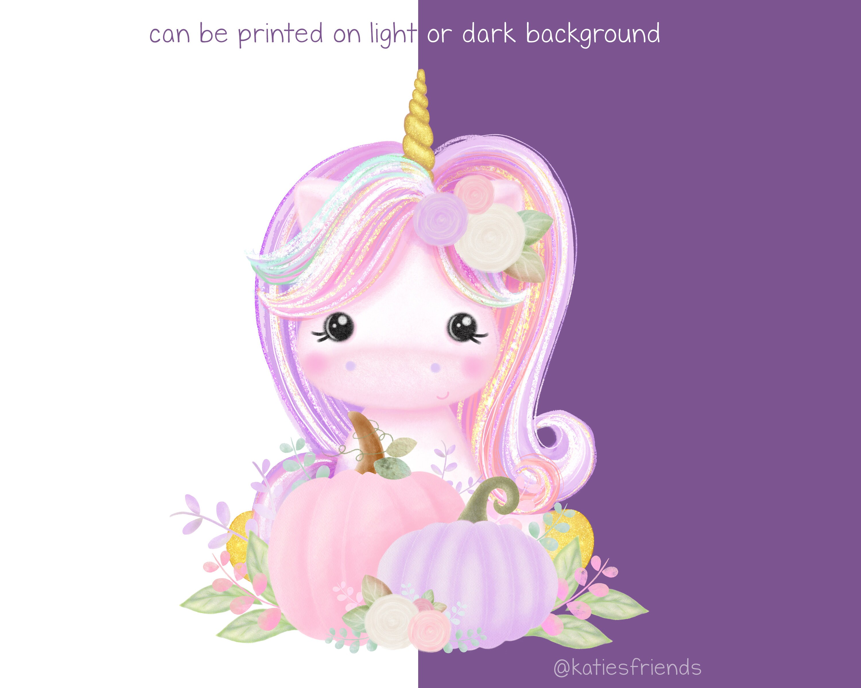 Floral Unicorn Png, Fall Unicorn Clipart, Unicorn With Pumpkins ...