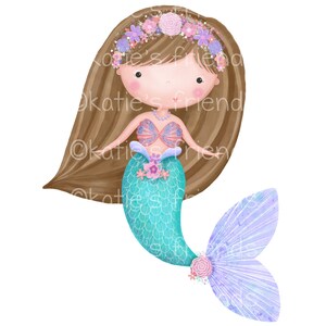 Watercolor Mermaid Clipart, Summer Clipart Set, Watercolor Mermaids ...
