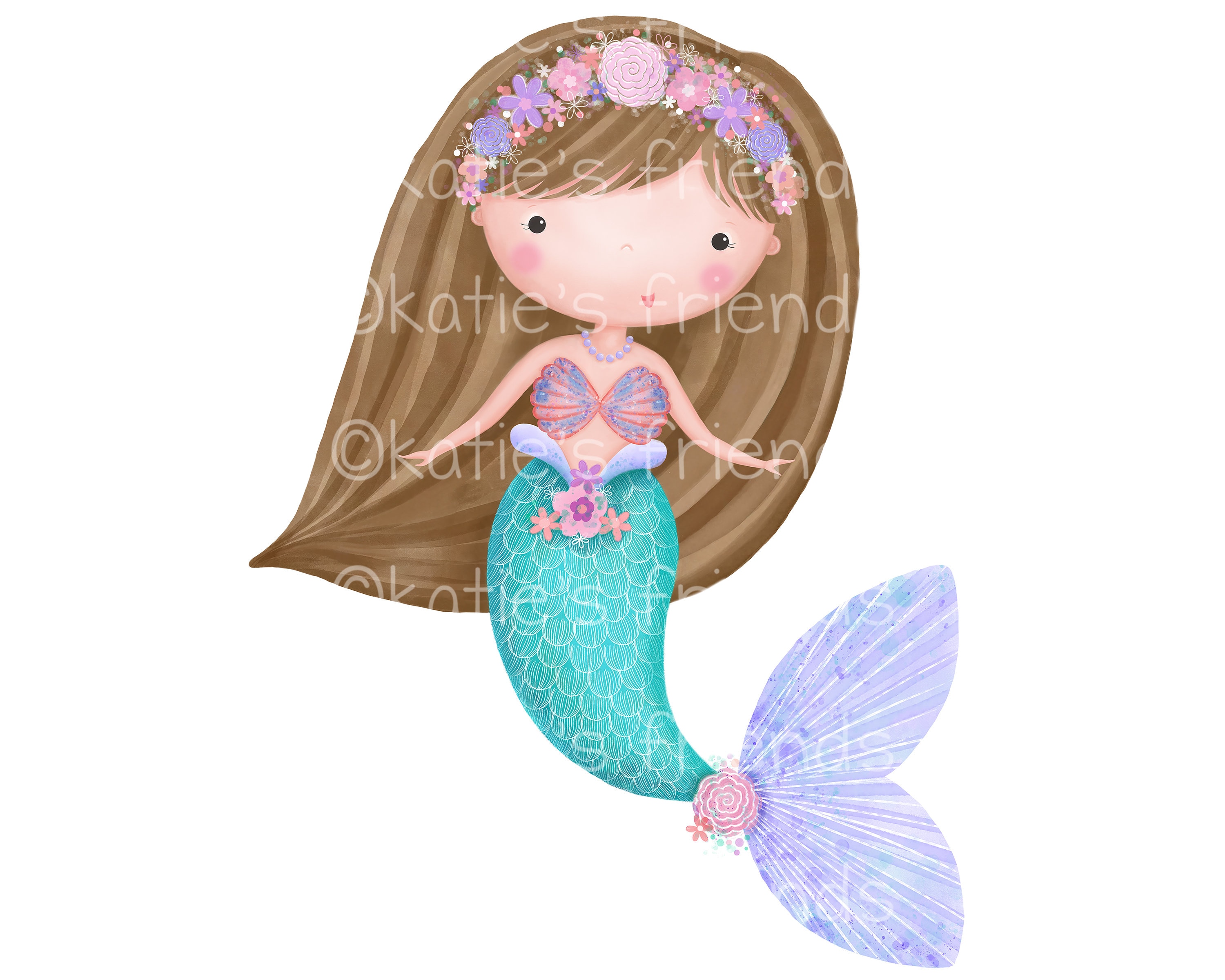 Watercolor Mermaid Clipart Summer Clipart Set Watercolor - Etsy