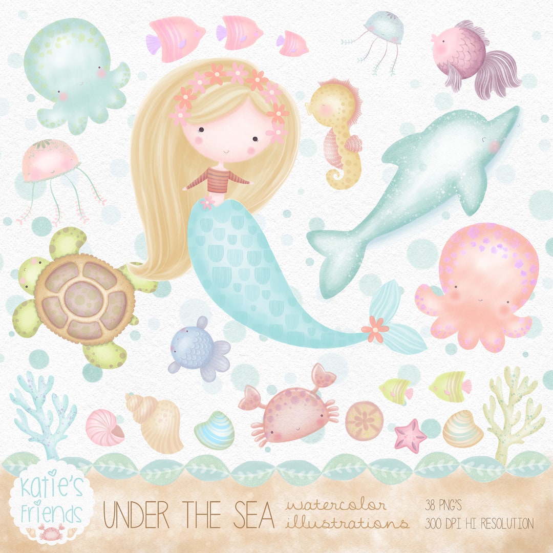 Under the Sea Clipart, Sea Animals Clip Art Set, Sea Creature Digital ...