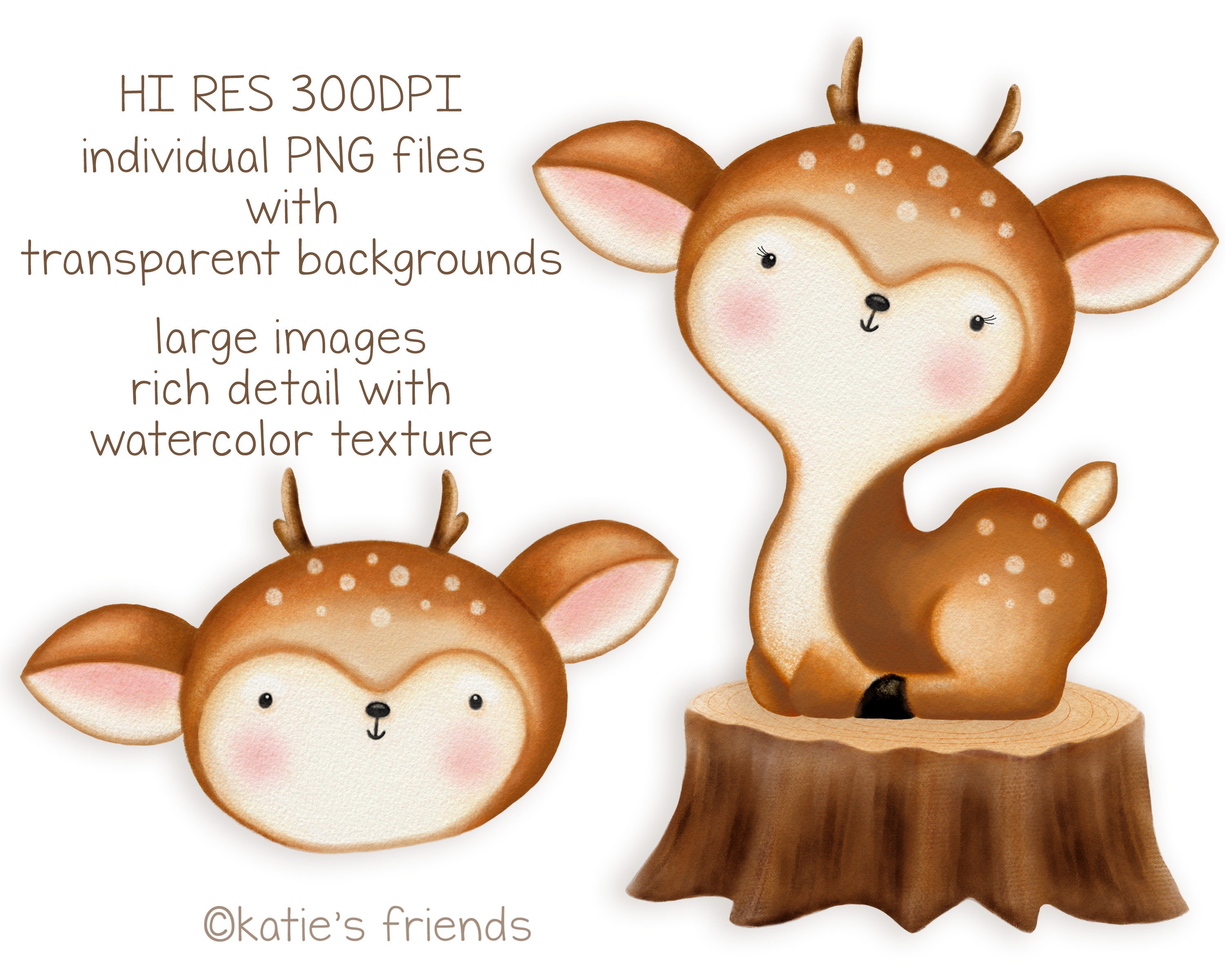 Woodland Deer Clipart Watercolor Deer Hand Painted Woodland - Etsy