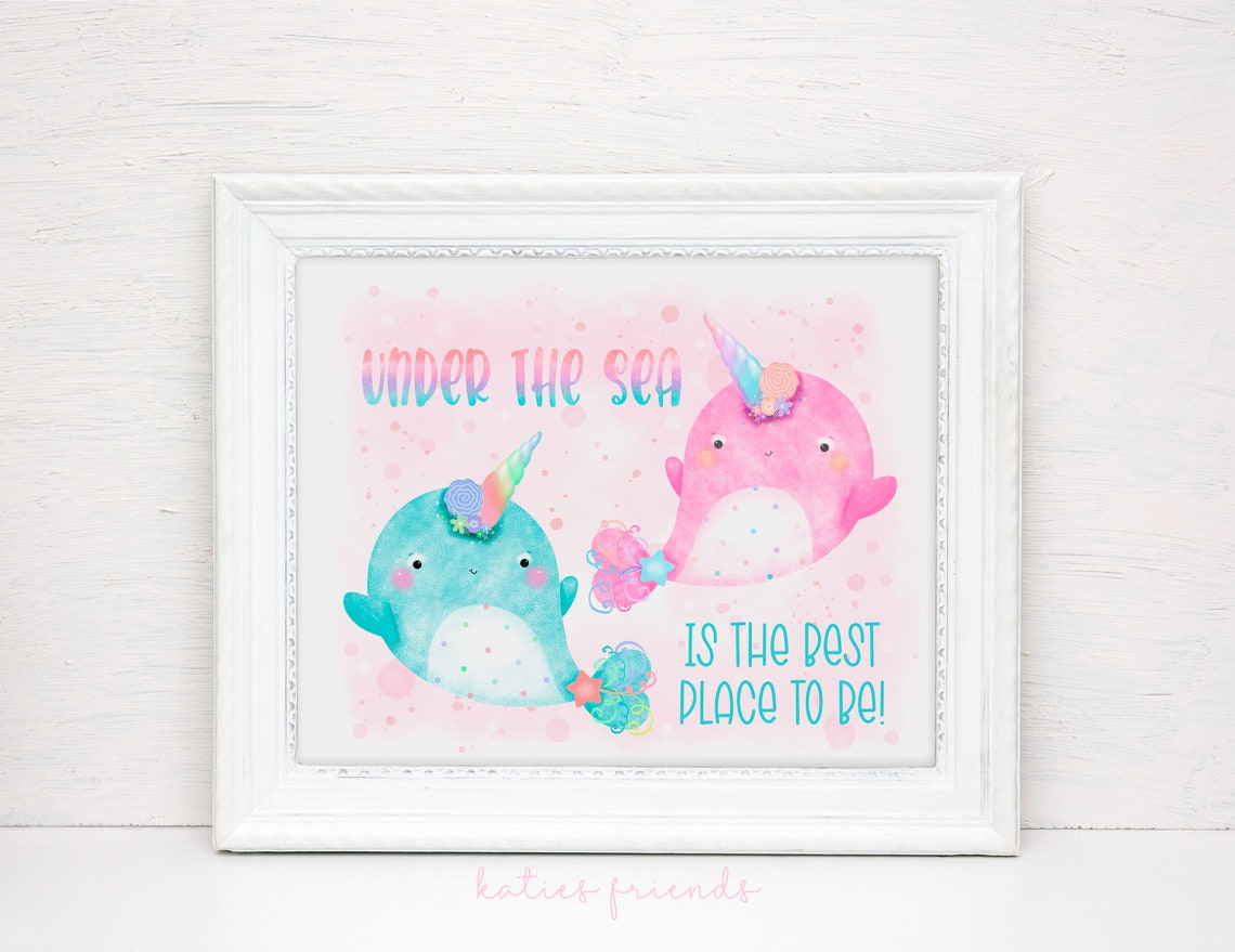 Rainbow Narwhal Clipart Cute Narwhal Illustrations | Etsy