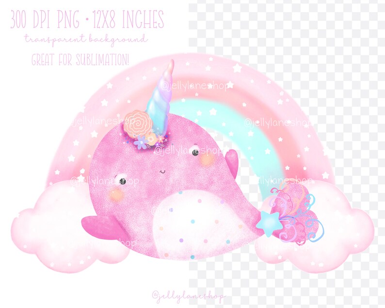 Pink Narwhal Png, Rainbow Narwhal Clipart, Narwhal and Rainbow ...