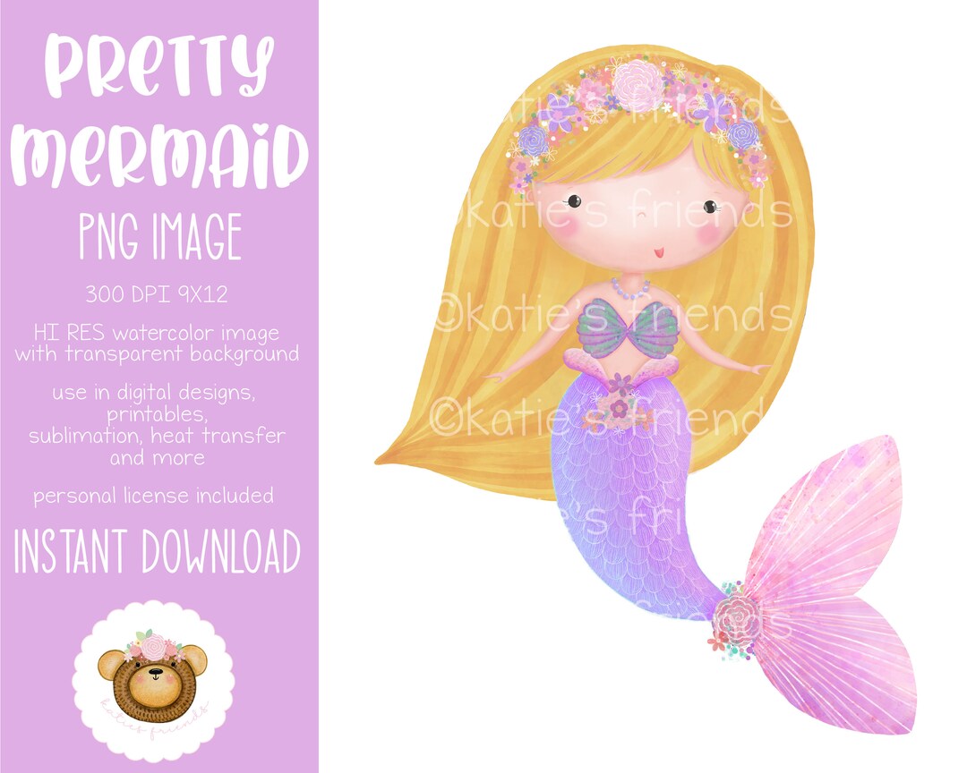 Mermaid PNG, Mermaid Clipart, Watercolor Mermaid, Mermaid Sublimation ...