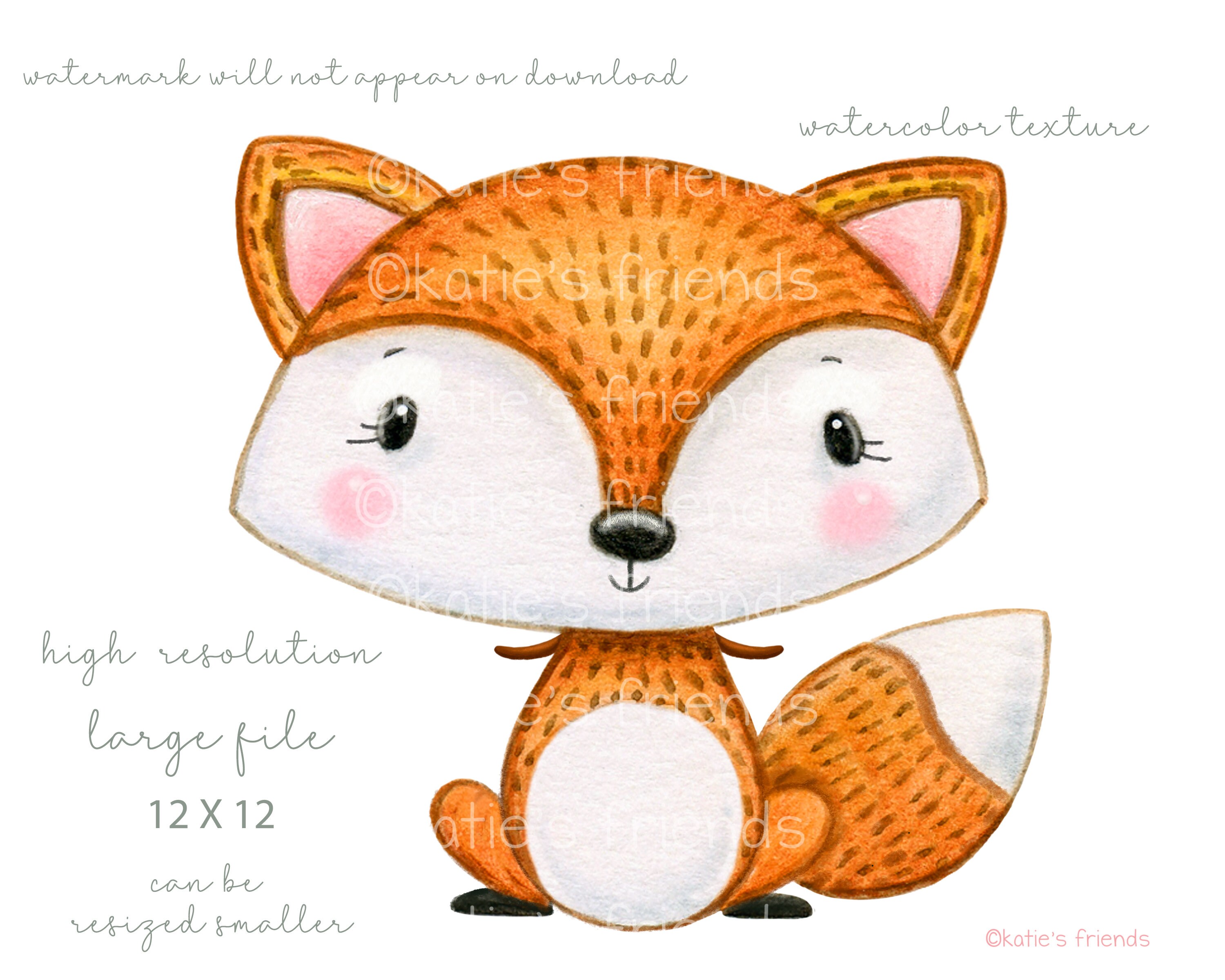 Woodland Fox Clipart, Fox Png, Printable Fox, Woodland Watercolor Fox ...