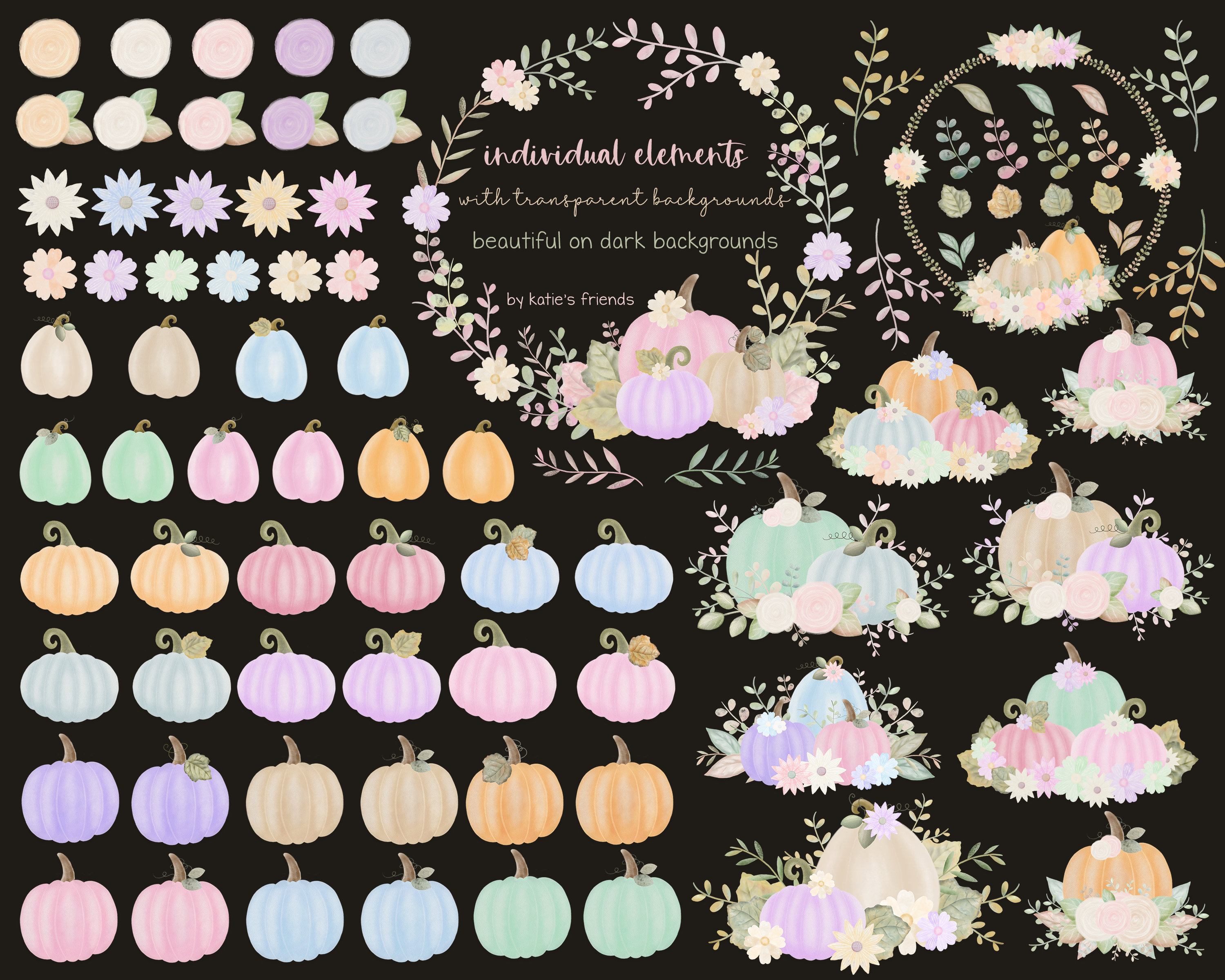 Watercolor Pastel Pumpkin Clipart Pastel Pumpkins Watercolor - Etsy