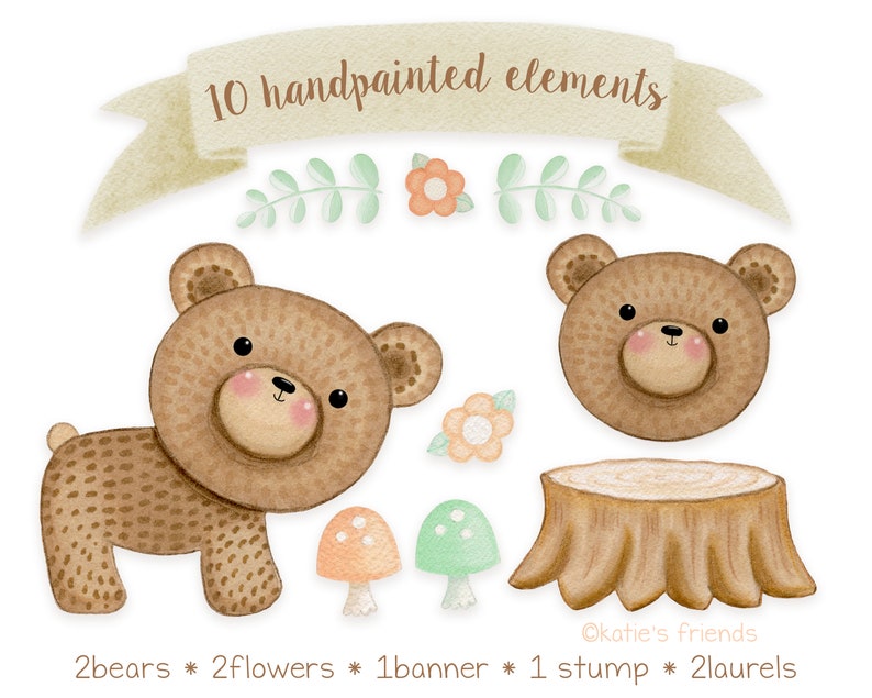 Woodland Bear Clipart Woodland Animals Clipart Woodland - Etsy