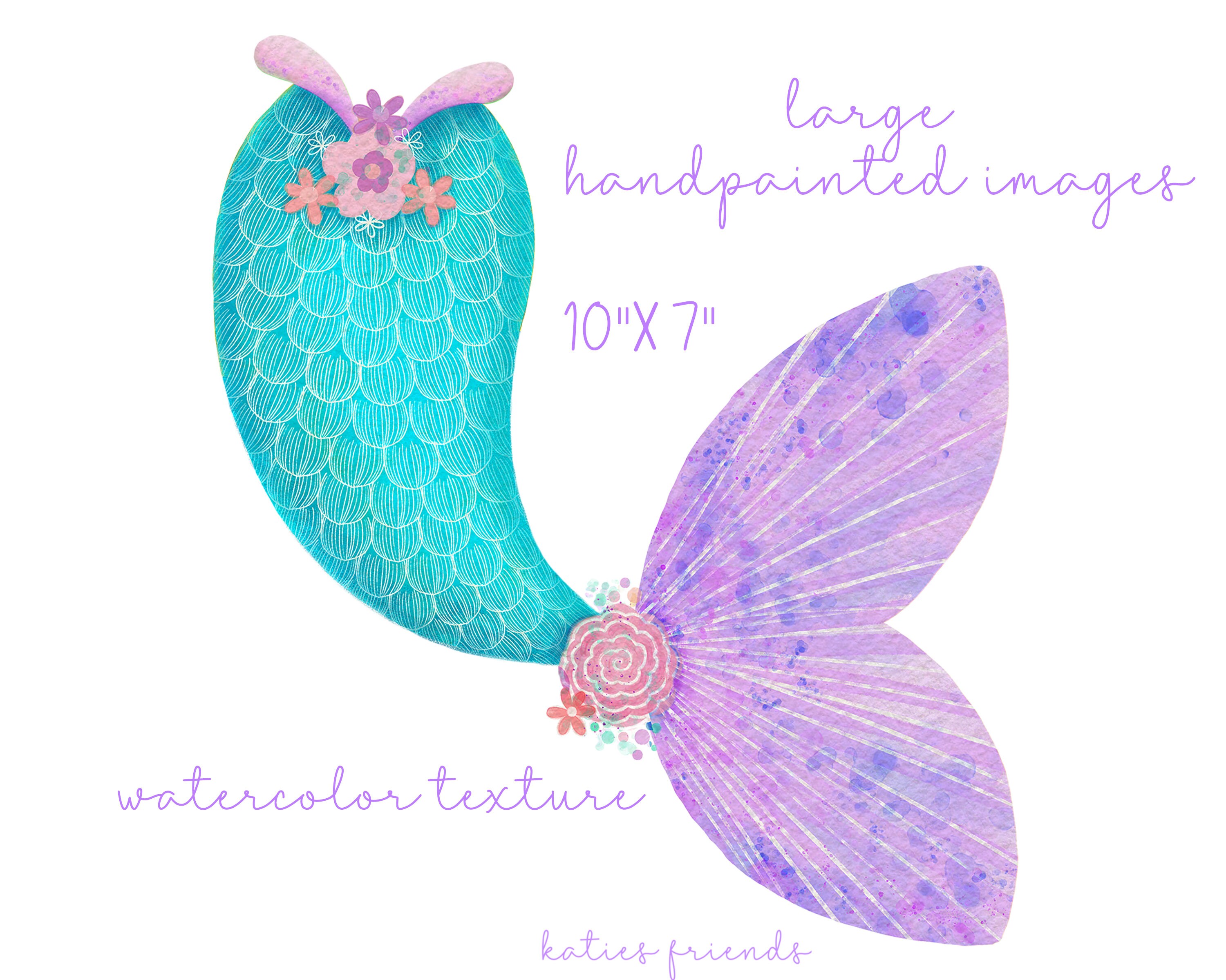 Watercolor Mermaid Tails Clipart, Summer Clipart Set, Watercolor ...