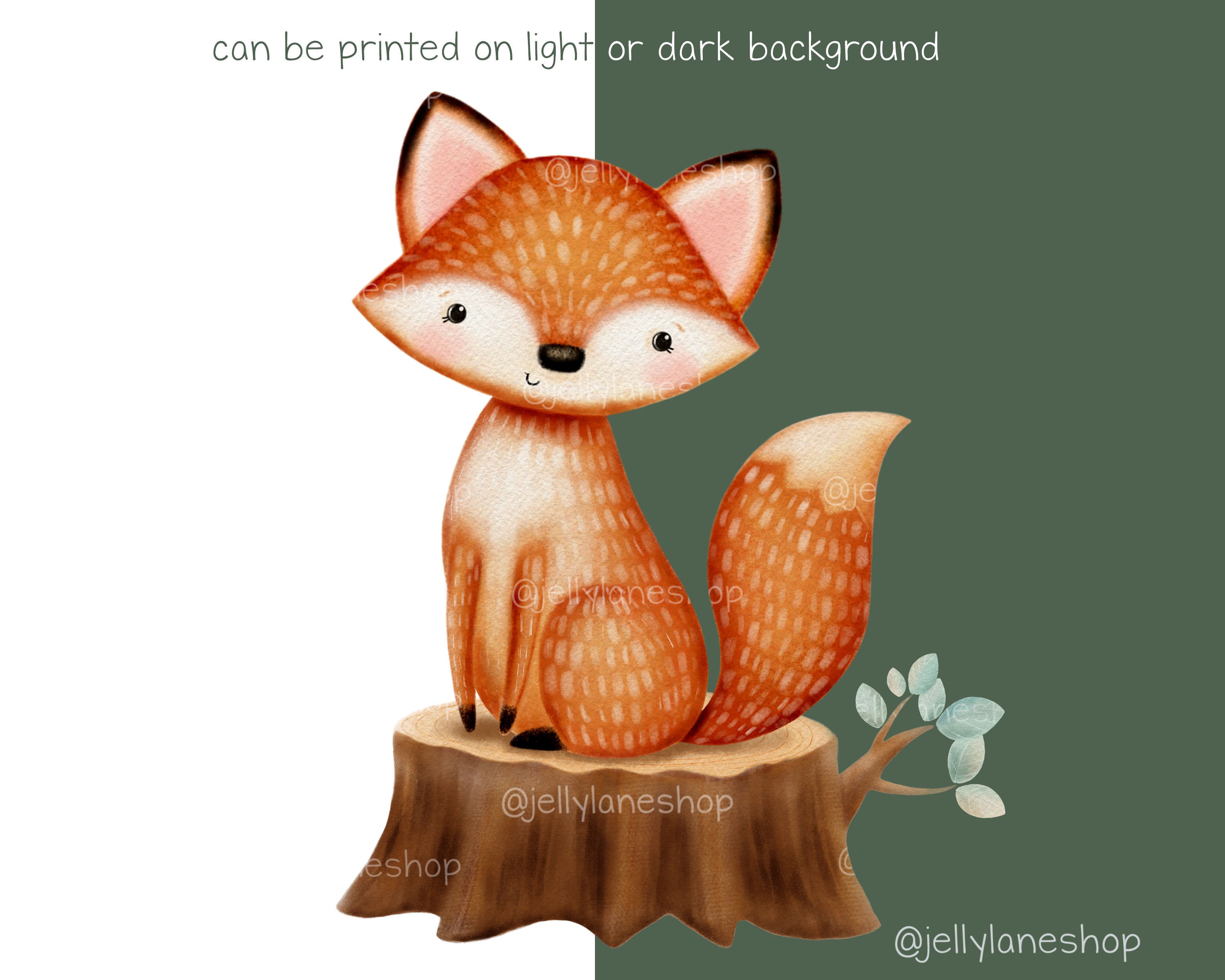 Woodland Watercolor Fox Png, Woodland Nursery Clipart, Fox Sublimation ...