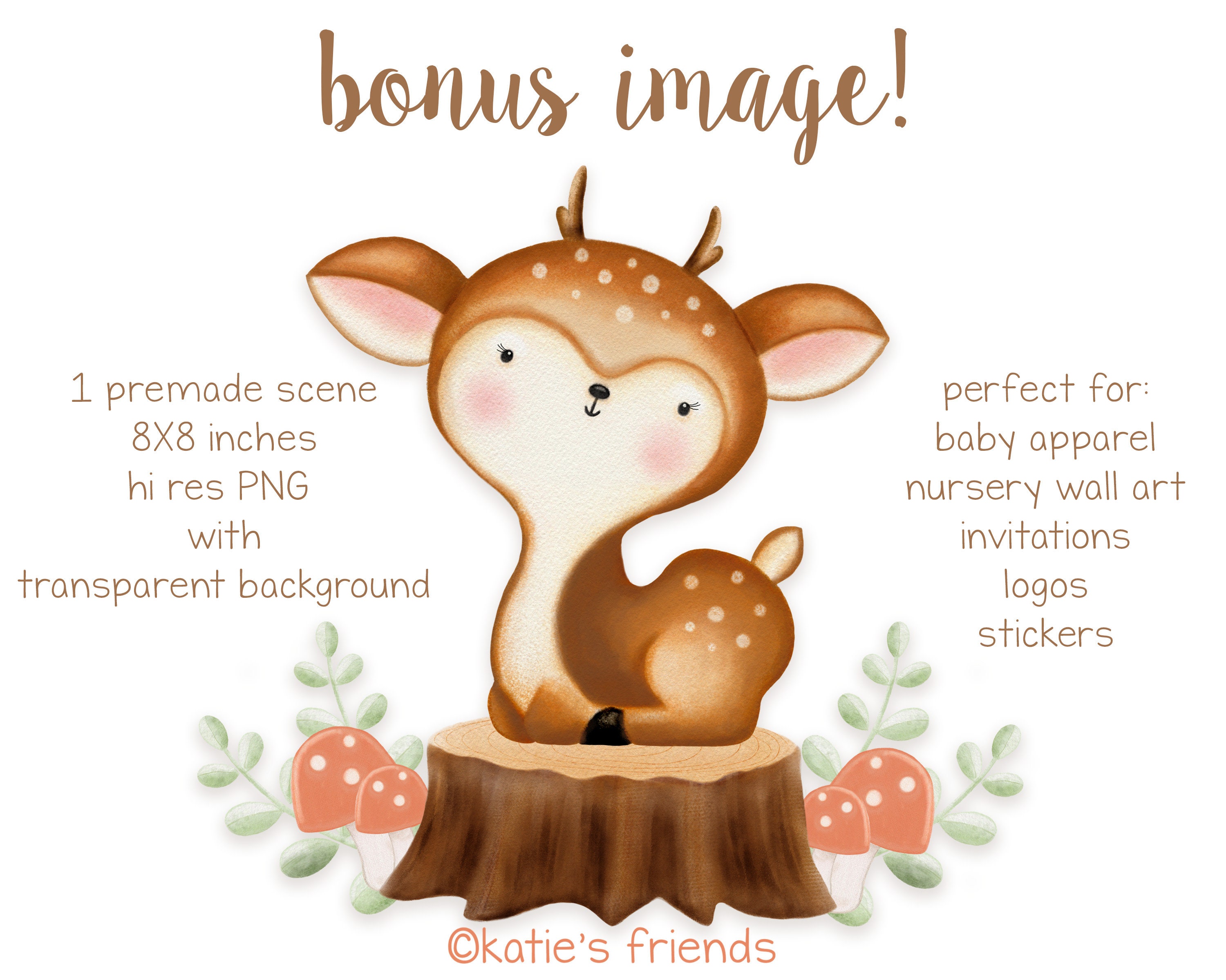 Woodland Deer Clipart, Watercolor Deer, Hand Painted Woodland Animal ...