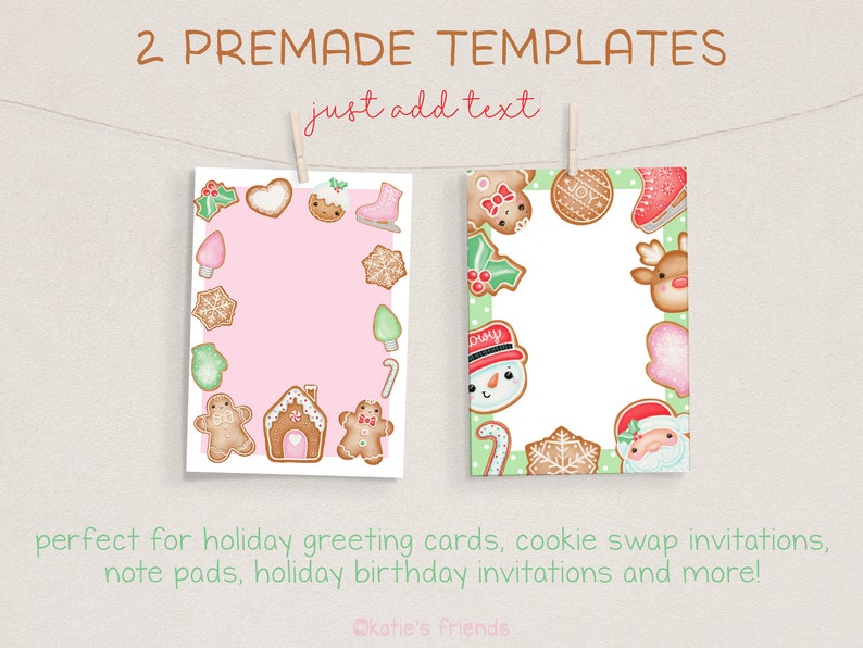 Christmas Cookie Clipart, Gingerbread Cookies, Hand Drawn Holiday ...