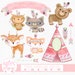 Woodland Animals Tribal Clipart, Watercolor Forest Animals Graphics for ...