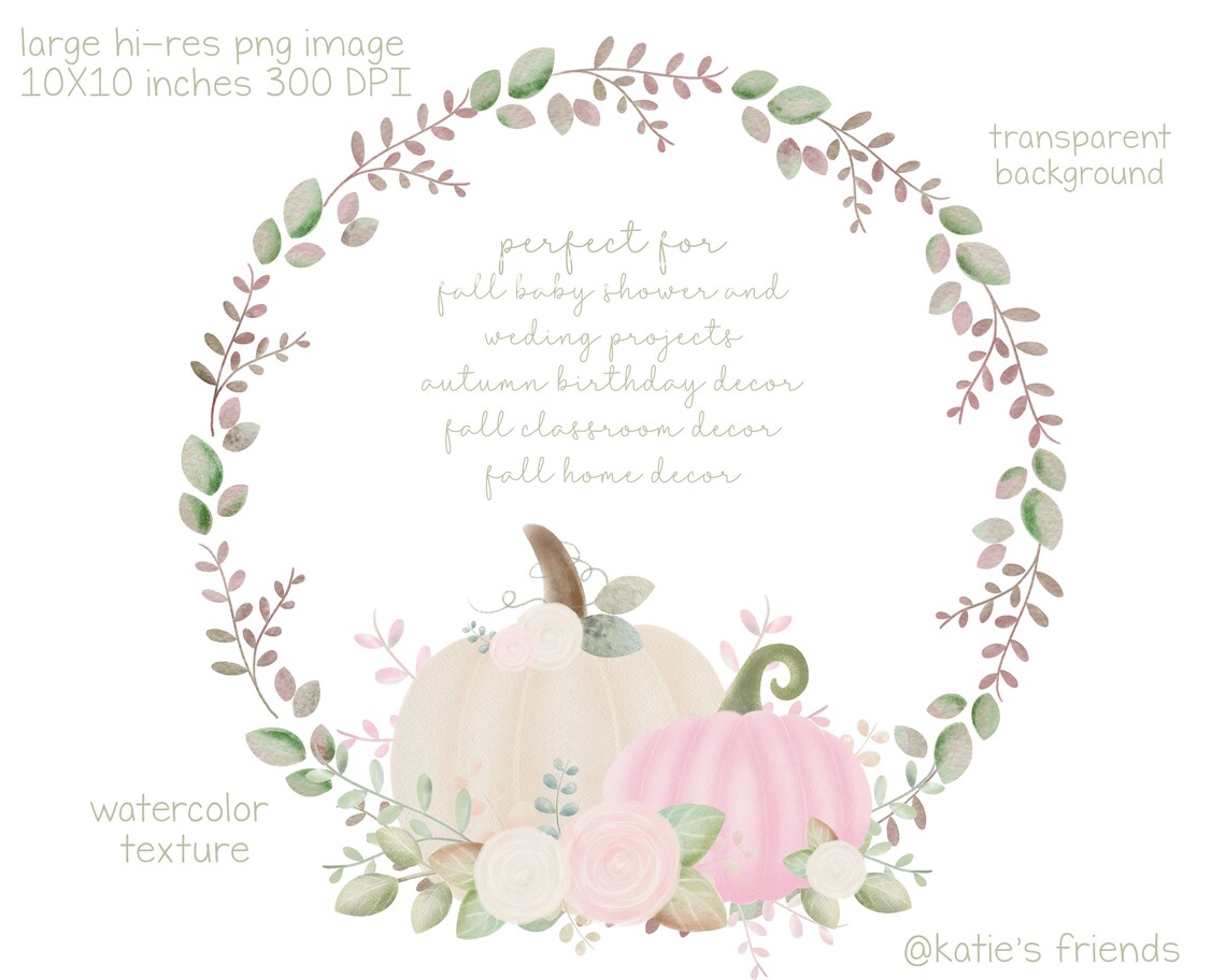 Fall Wreath Clipart Watercolor Floral Wreath PNG Autumn - Etsy