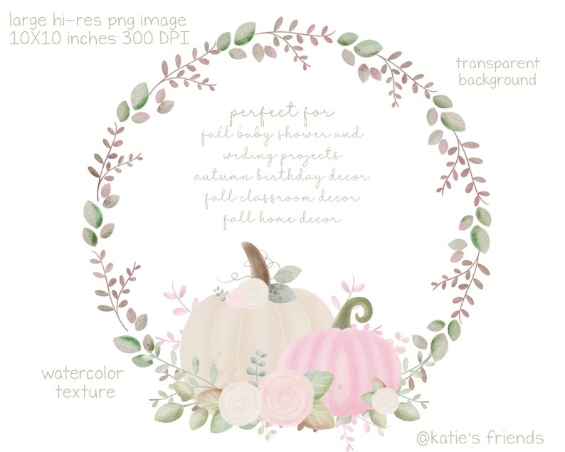 Fall Wreath Clipart, Watercolor Floral Wreath PNG, Autumn Sublimation ...