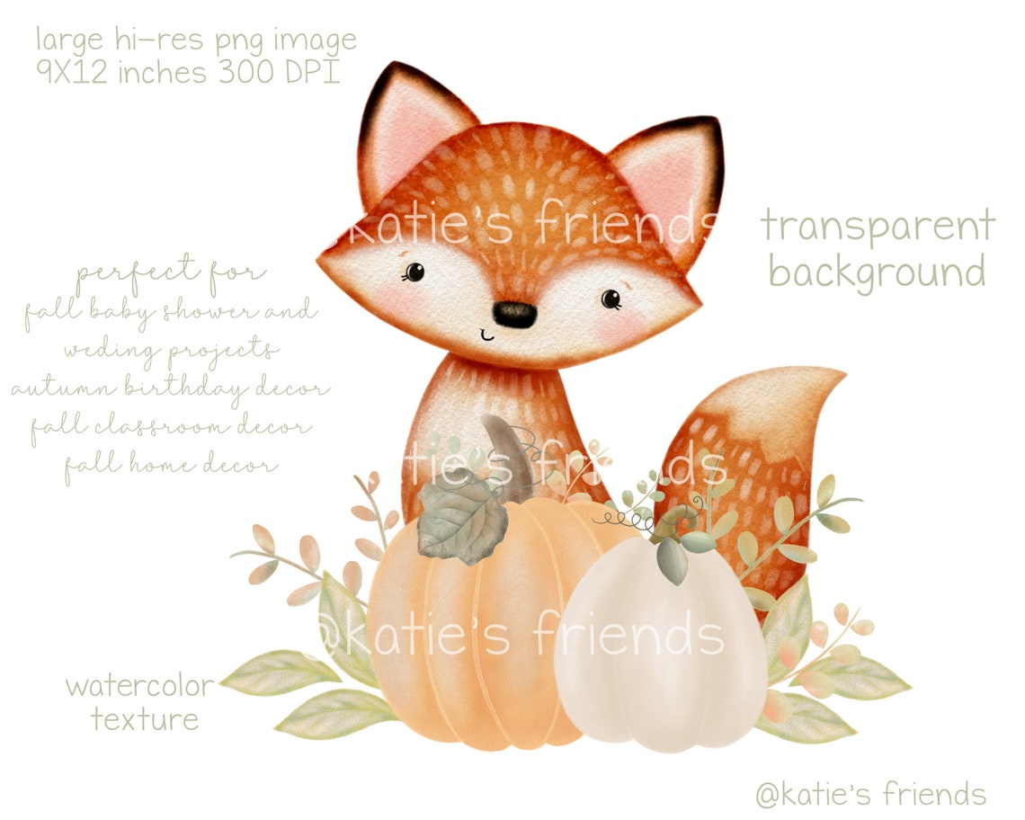 Fall Fox Png Fox With Pumpkins Clipart Woodland Fox - Etsy