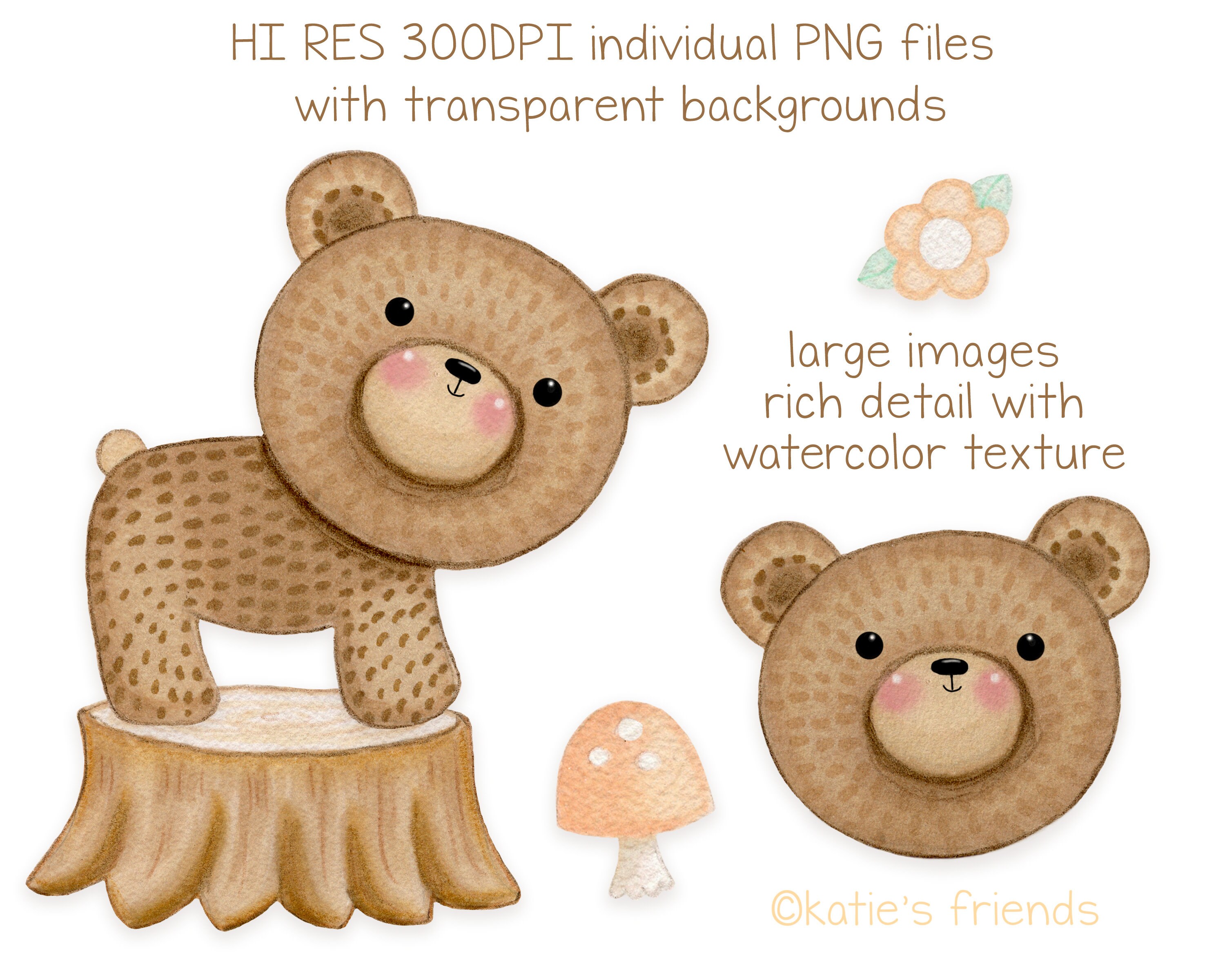 Woodland Bear Clipart Woodland Animals Clipart Woodland - Etsy