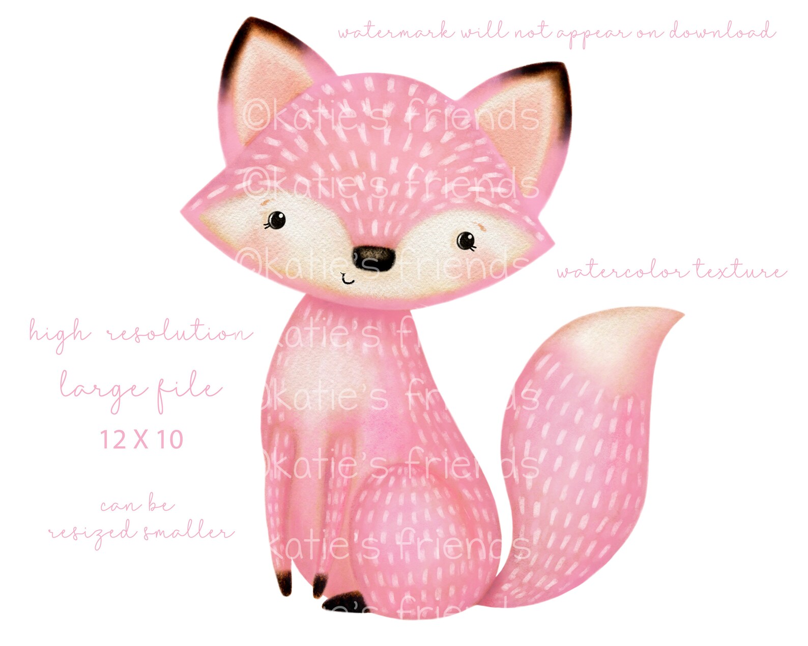 Pink Fox PNG, Girly Fox Clipart, Cute Fox Sublimation Design, Printable ...