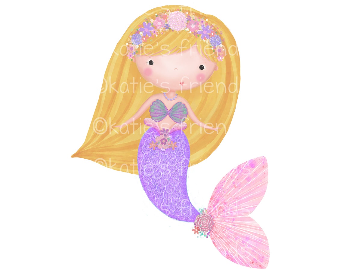 Watercolor Mermaid Clipart Summer Clipart Set Watercolor - Etsy