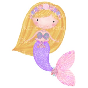 Watercolor Mermaid Clipart, Summer Clipart Set, Watercolor Mermaids ...