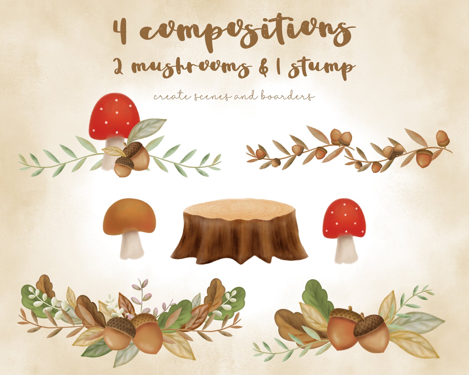 Acorn Clipart Woodland Scenery Clipart Autumn Leaves | Etsy