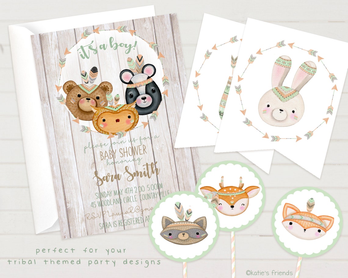 Woodland Animal Faces Clipart Watercolor Animal Faces Boho - Etsy