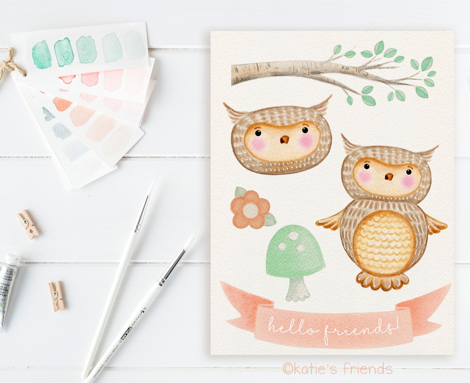 Woodland Owl Clipart, Watercolor Owls, Cute Owl Clipart, Woodland ...